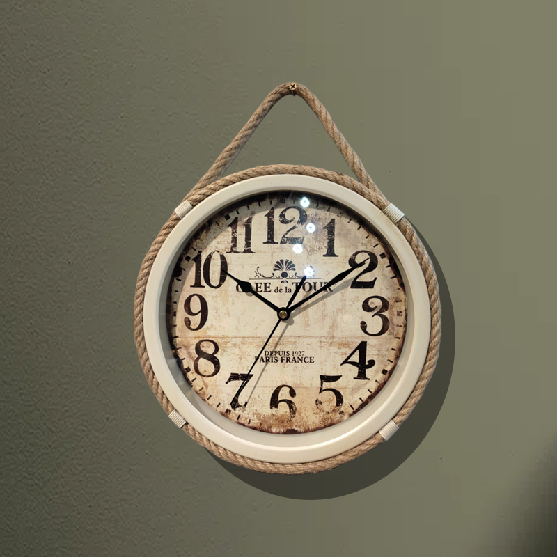 Vintage Rope Wall Clock – Rustic Elegance for Your Home – Metaphor